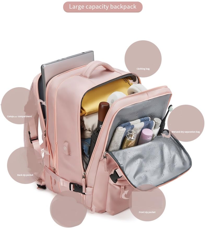 Bylesary Men & Women Travel Minimalist Backpack Carry On Backpacks Airline Approved, Airplane Traveling Waterproof Duffel Bag With Shoe Compartment Casual Daypack