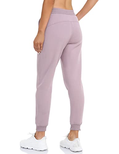 Colorfulkoala Women's Fleece Lined Jersey Joggers with Pockets Thermal Sweatpants Casual Lounge Pants(S, Mauve)