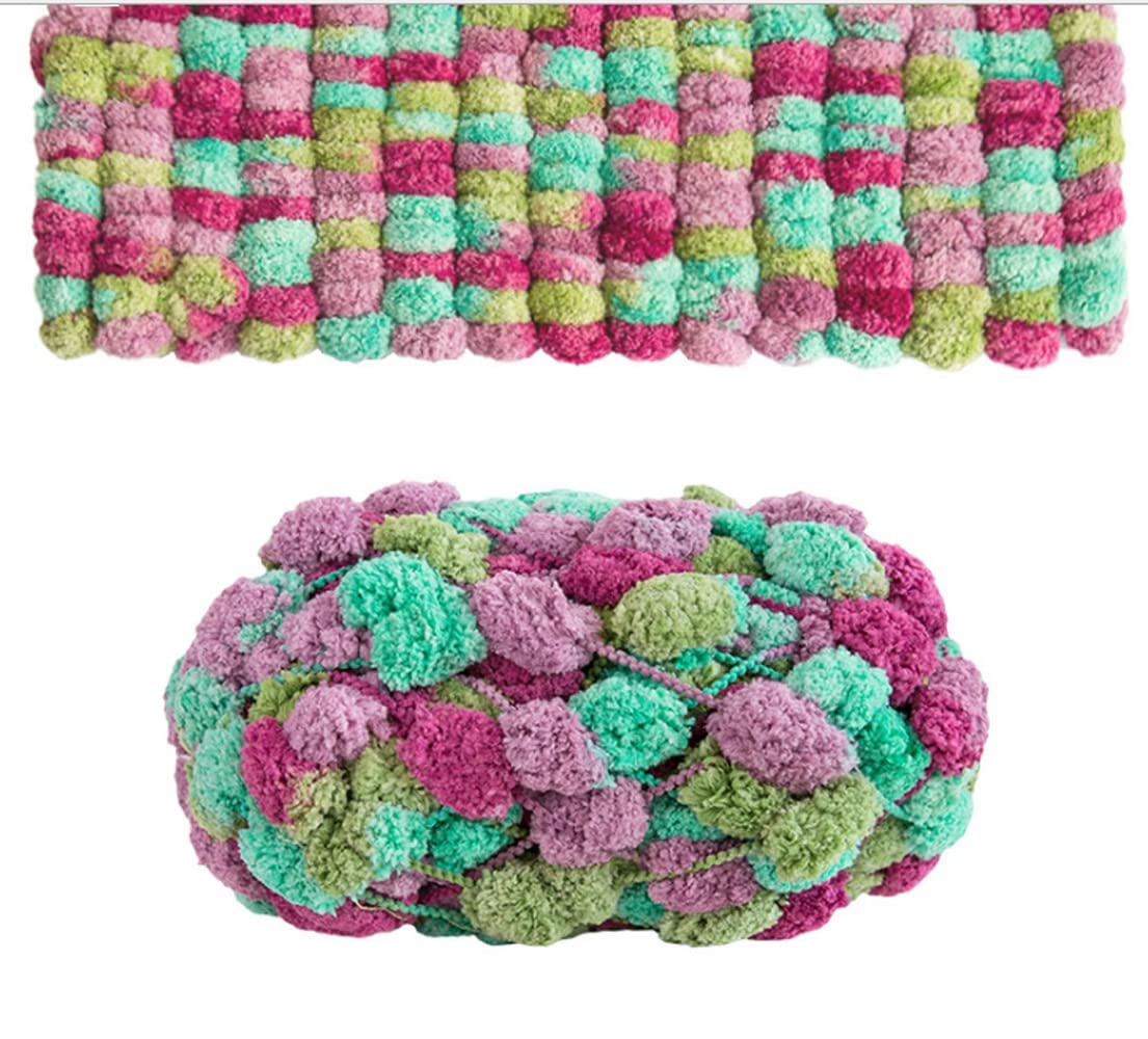 4 Balls Pomp-A-Doodle Yarn,100% Polyester Jelly Bean POM-POM Ball Yarn for Crochet Knitting Blanket Mat Pet Nest 600g (Gorgeous Grape)