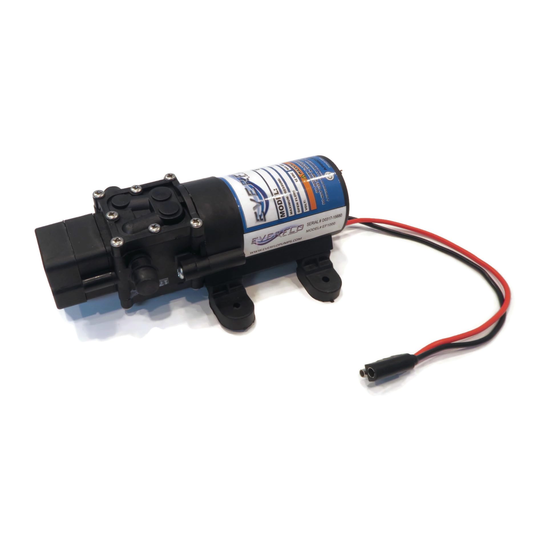 Everflo Diaphragm/Demand Water Transfer Pump 1.0 GPM, 12V Volt, 40 psi EF1000