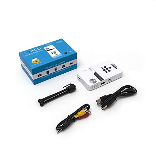 AAXA LED Pico Micro Video Projector - mini-HDMI input, built-in Media Player & Speakers, 3.5mm Aux Out, Micro SD/USB readers and 80 Min Lithium-Ion Battery (Renewed)
