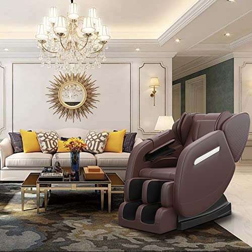 FOELRO 2022 Upgrade 2 Boxes Version Full Body Massage Chair, Zero Gravity Shiatsu Recliner with Air Bags, Back Heater, Foot Roller and Bluetooth Speaker, Brown