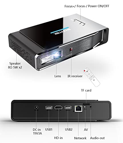 Viinice HD 4K Home Theater 3D Portable Projector 4K Laser Projector with WiFi and Bluetooth