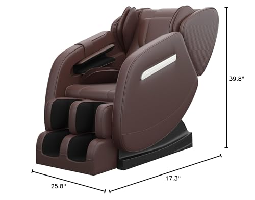 FOELRO 2022 Upgrade 2 Boxes Version Full Body Massage Chair, Zero Gravity Shiatsu Recliner with Air Bags, Back Heater, Foot Roller and Bluetooth Speaker, Brown