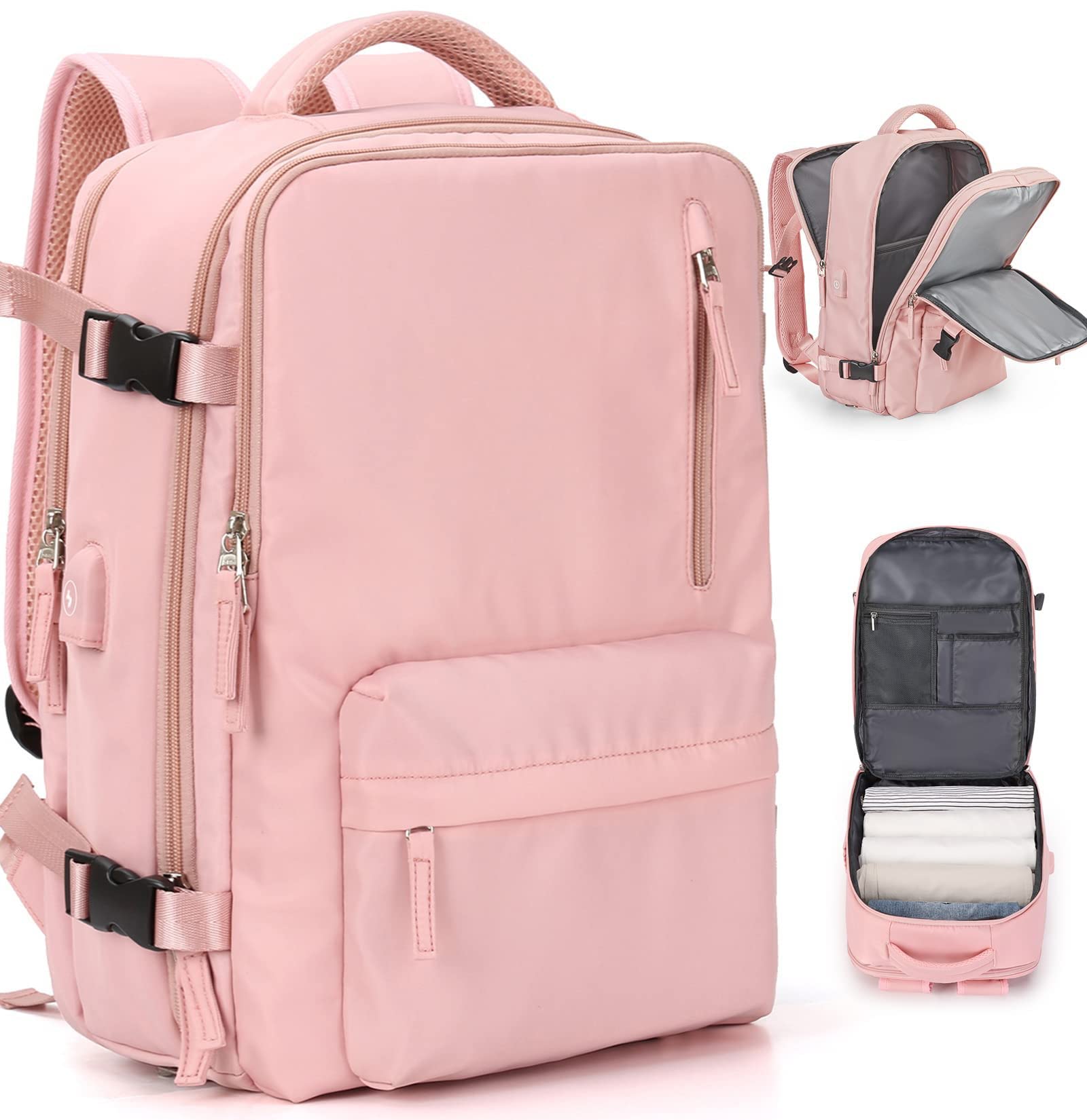Bylesary Men & Women Travel Minimalist Backpack Carry On Backpacks Airline Approved, Airplane Traveling Waterproof Duffel Bag With Shoe Compartment Casual Daypack