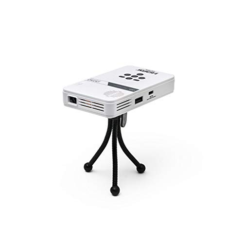 AAXA LED Pico Micro Video Projector - mini-HDMI input, built-in Media Player & Speakers, 3.5mm Aux Out, Micro SD/USB readers and 80 Min Lithium-Ion Battery (Renewed)