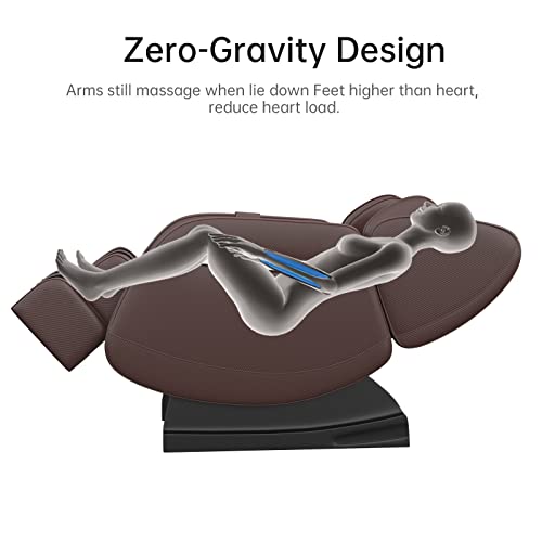 FOELRO 2022 Upgrade 2 Boxes Version Full Body Massage Chair, Zero Gravity Shiatsu Recliner with Air Bags, Back Heater, Foot Roller and Bluetooth Speaker, Brown