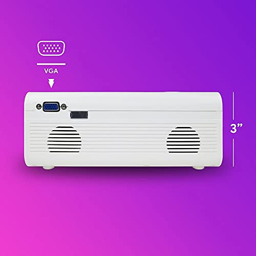 Ematic EPJ590WH Portable Projector 800 x 480 Native Resolution Support 1080p Video Source, Gaming Console, PC, Laptop, Streaming Devices and More
