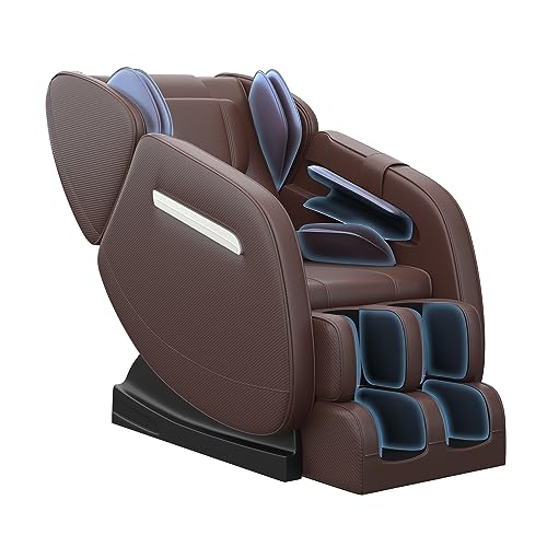 FOELRO 2022 Upgrade 2 Boxes Version Full Body Massage Chair, Zero Gravity Shiatsu Recliner with Air Bags, Back Heater, Foot Roller and Bluetooth Speaker, Brown