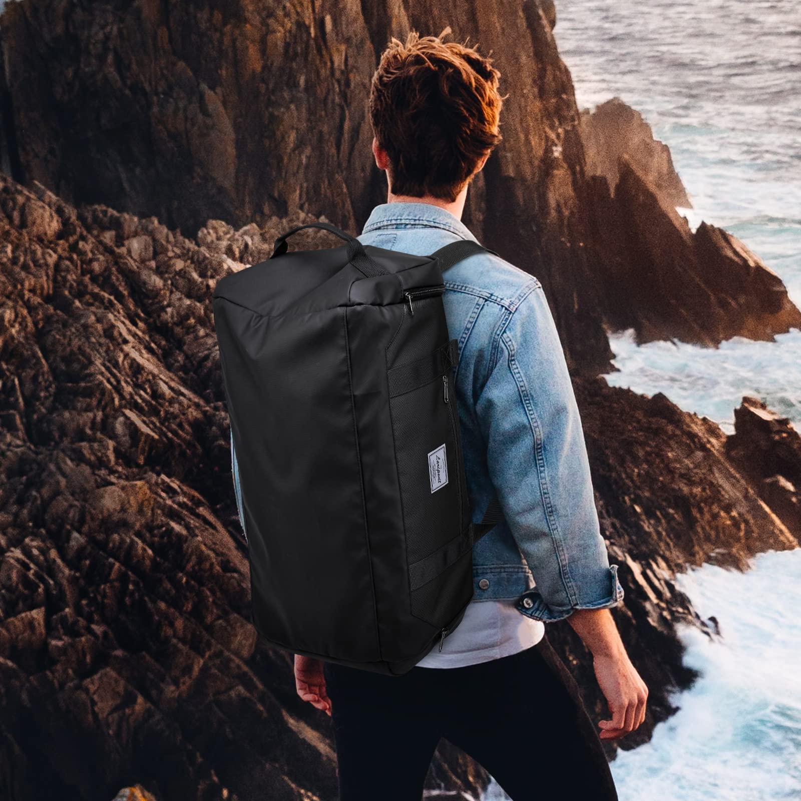 Laripwit Travel Duffle Bag for men 40L Medium Sports Gym Bag with Wet Pocket & Shoes Compartment Weekender Overnight Backpack for Traveling Duffel Bag Backpack for Women, Black