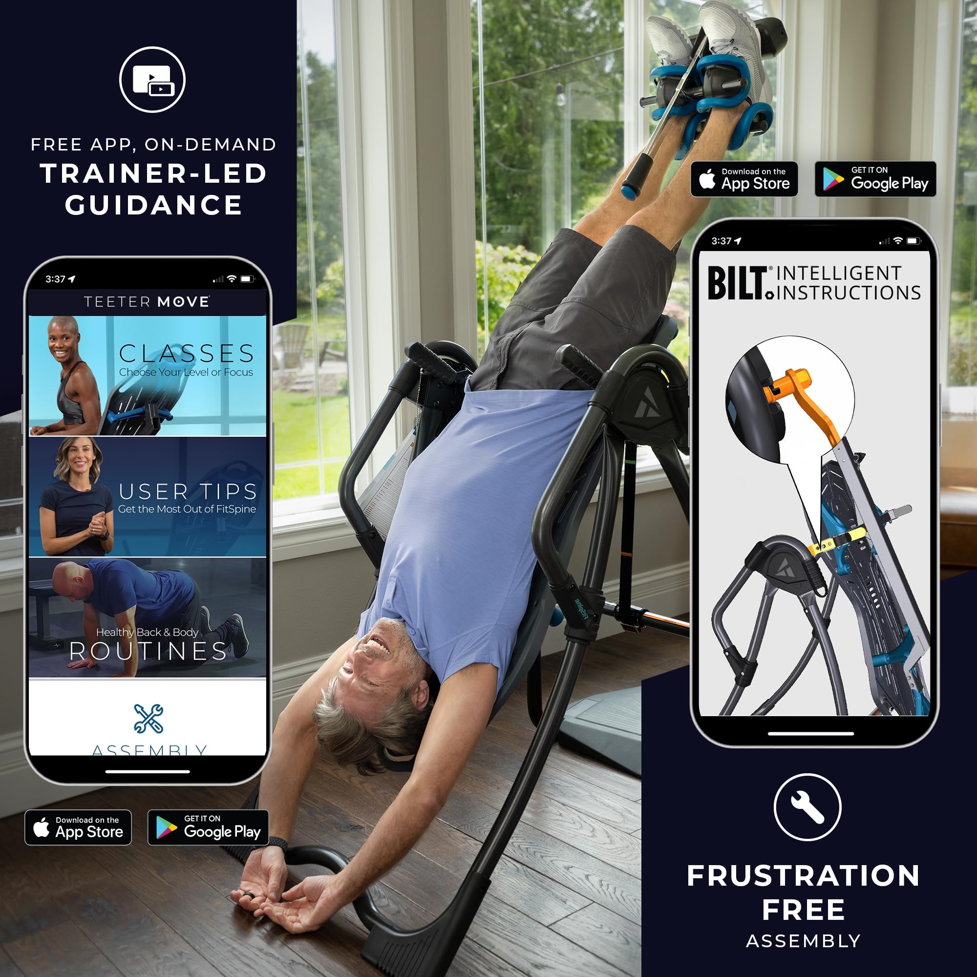 Teeter FitSpine LX9 Inversion Table, Deluxe Easy-to-Reach Ankle Lock, Back Pain Relief Kit, FDA-Registered (LX9 - Black)