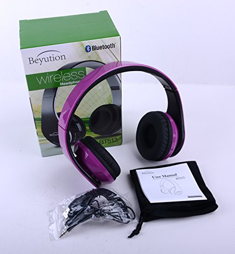 Beyution Wireless Bluetooth Headphones for Apple iPhone 6/6plus/5s/5/5c/4s/4/3/2 all Ipad iTouch Mac IPOD SAMSUNG GALAXY S5/S4/S3; Note 2/3/4 LG and all portable deive with bluetooth (513 Pure Purple)