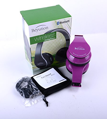 Beyution Wireless Bluetooth Headphones for Apple iPhone 6/6plus/5s/5/5c/4s/4/3/2 all Ipad iTouch Mac IPOD SAMSUNG GALAXY S5/S4/S3; Note 2/3/4 LG and all portable deive with bluetooth (513 Pure Purple)
