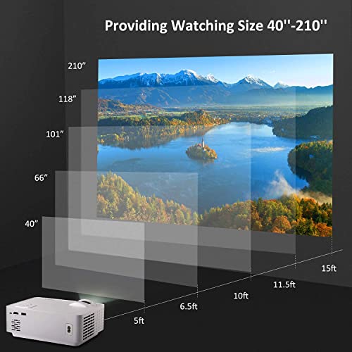 Computer Mini Laptop Projector 7500Lux 210" Projector 1080P Supported LED Movie Projector Display with 60000 Hrs Compatible with Phone USB HDMI VGA-Home Office Outdoor iOS Android PC Tablet