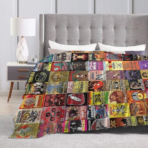 Jasongamo Rock Band Collage Flannel Blanket Lightweight Cozy Bed Blankets Soft Throw Blanket Fit Couch Sofa Suitable for All Season50 X40