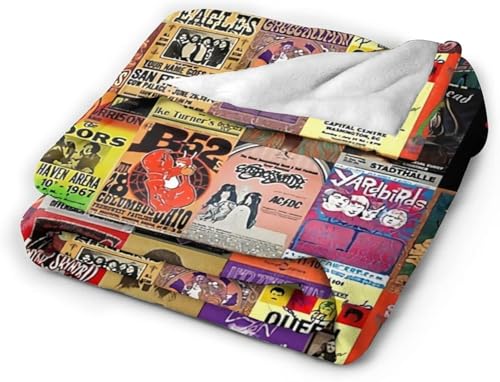 Jasongamo Rock Band Collage Flannel Blanket Lightweight Cozy Bed Blankets Soft Throw Blanket Fit Couch Sofa Suitable for All Season50 X40