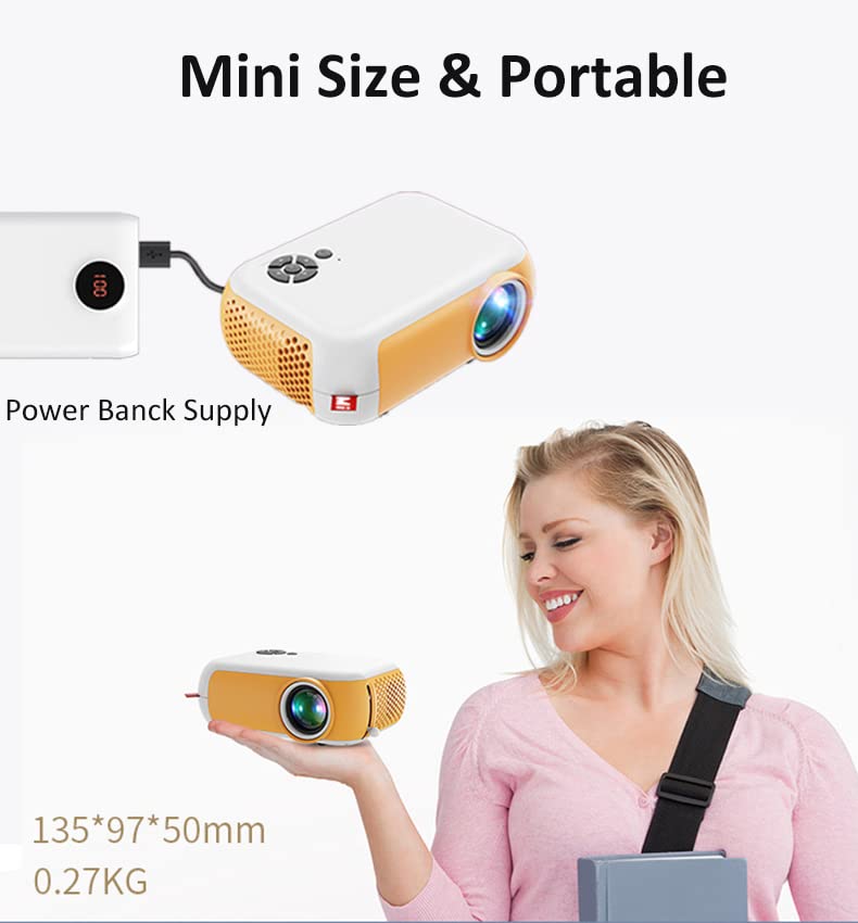 Portable Mini Video Projector, 1800 Lumens A10 Pro Home Theater Phone Mirroring Projectors, Portable Movie Display Projector with Built-in Speaker Mobile Phone Projector (Black)