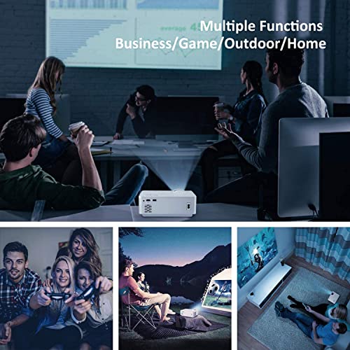 Computer Mini Laptop Projector 7500Lux 210" Projector 1080P Supported LED Movie Projector Display with 60000 Hrs Compatible with Phone USB HDMI VGA-Home Office Outdoor iOS Android PC Tablet
