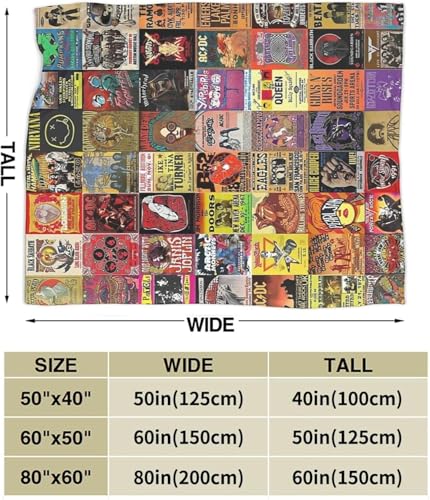Jasongamo Rock Band Collage Flannel Blanket Lightweight Cozy Bed Blankets Soft Throw Blanket Fit Couch Sofa Suitable for All Season50 X40