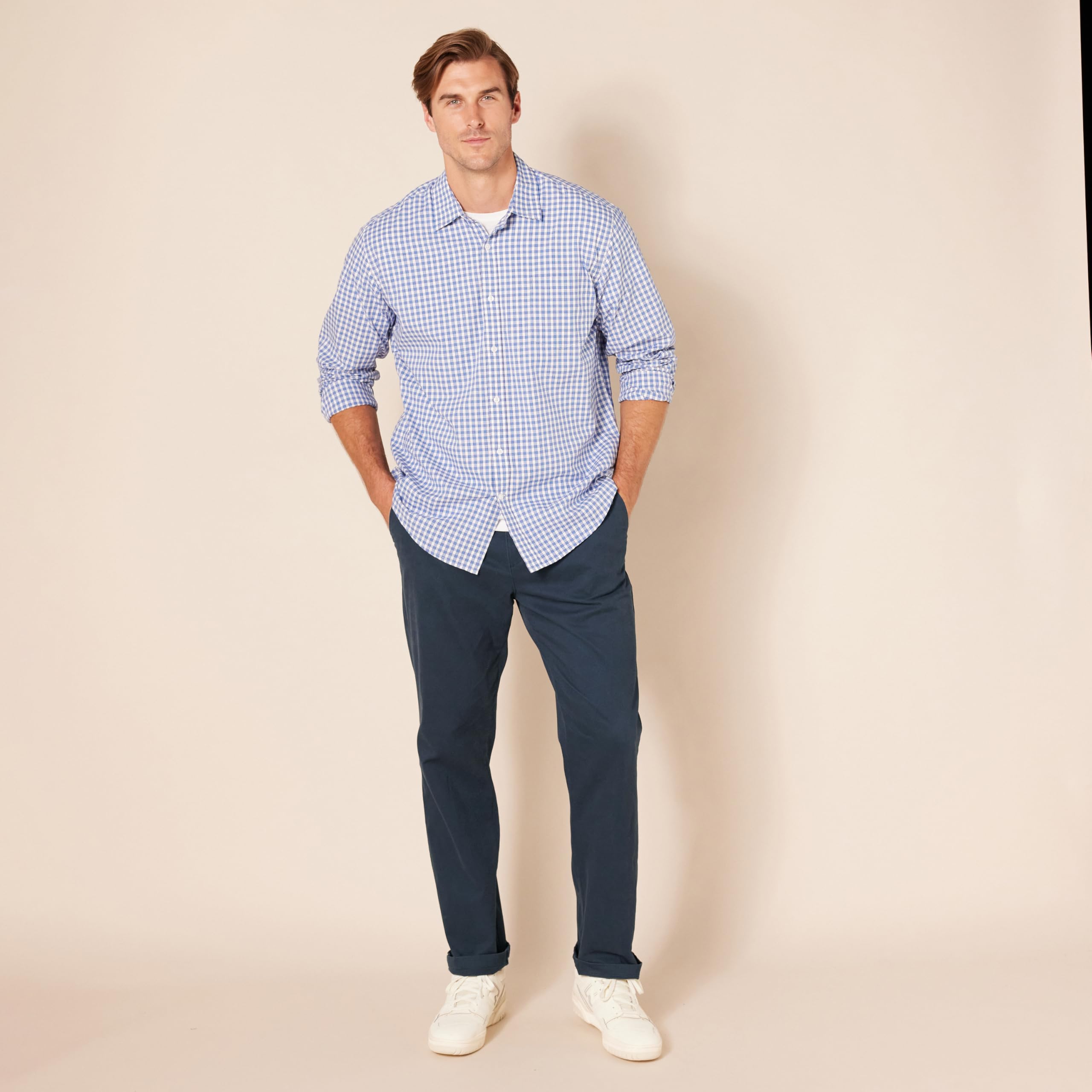 Amazon Essentials Men's Athletic-Fit Casual Stretch Chino Pant (Available in Big & Tall), Dark Navy, 40W x 32L