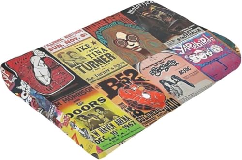 Jasongamo Rock Band Collage Flannel Blanket Lightweight Cozy Bed Blankets Soft Throw Blanket Fit Couch Sofa Suitable for All Season50 X40