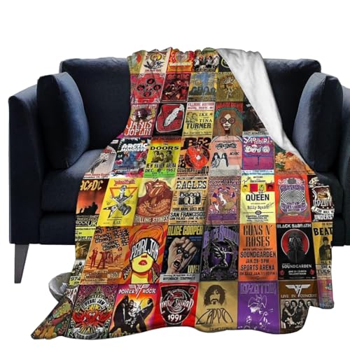Jasongamo Rock Band Collage Flannel Blanket Lightweight Cozy Bed Blankets Soft Throw Blanket Fit Couch Sofa Suitable for All Season50 X40