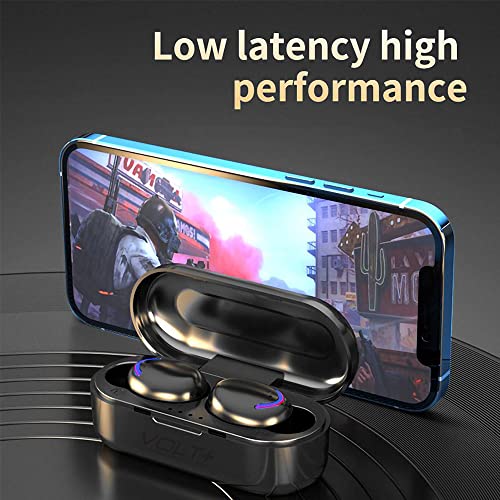 VOLT+ Plus TECH Slim Travel Wireless V5.1 Earbuds Compatible with Redmi Note 12 Updated Micro Thin Case with Quad Mic 8D Bass IPX7 Waterproof/Sweatproof (Black)