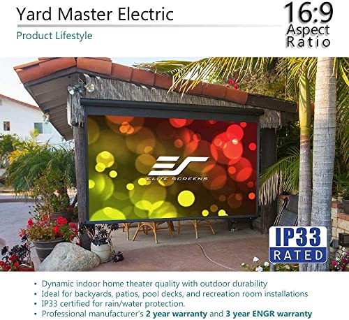 Elite Screens Yard Master Electric 165" Outdoor Motorized Projector Screen 16:9, Rain Water Protection Wireless Remote Control 8K 4K Ultra HD 3D Movie Theater Automatic Projection | OMS165H-ELECTRIC