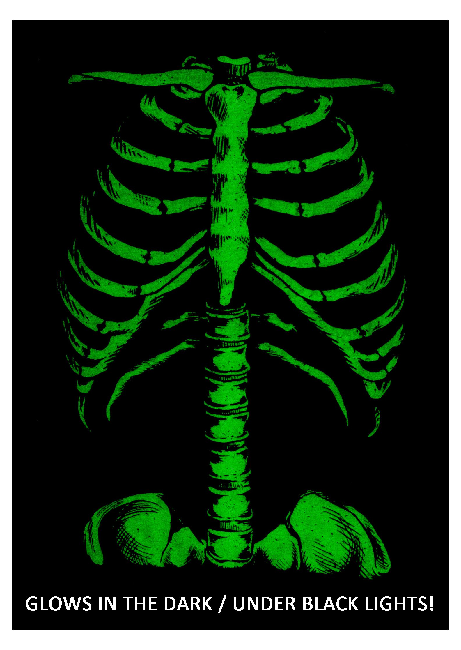 Ann Arbor T-shirt Co. Skeleton Rib Cage, Jumbo Print Novelty Halloween Costume Unisex T-Shirt - Large - Black