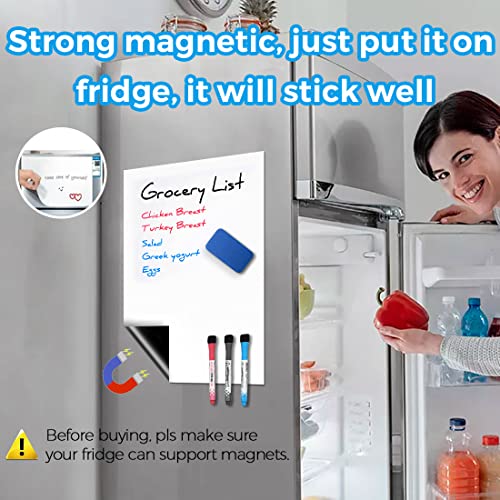 HAMIGAR Magnetic Whiteboard for Fridge, Dry Erase Letter Board, Shopping List Menu, Grocery List Magnet Pad for Fridge, 8.2x12.2 Inches Meal Planning Notepad, with 3 Markers & 1 Eraser & 2 Magnets