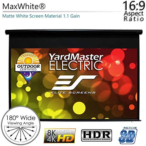 Elite Screens Yard Master Electric 165" Outdoor Motorized Projector Screen 16:9, Rain Water Protection Wireless Remote Control 8K 4K Ultra HD 3D Movie Theater Automatic Projection | OMS165H-ELECTRIC