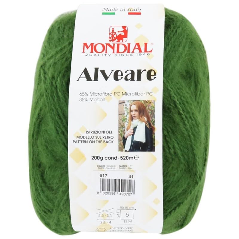 Alveare by Mondial Acrylic in 200g and 520m Balls Green (617)
