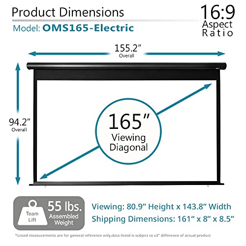 Elite Screens Yard Master Electric 165" Outdoor Motorized Projector Screen 16:9, Rain Water Protection Wireless Remote Control 8K 4K Ultra HD 3D Movie Theater Automatic Projection | OMS165H-ELECTRIC