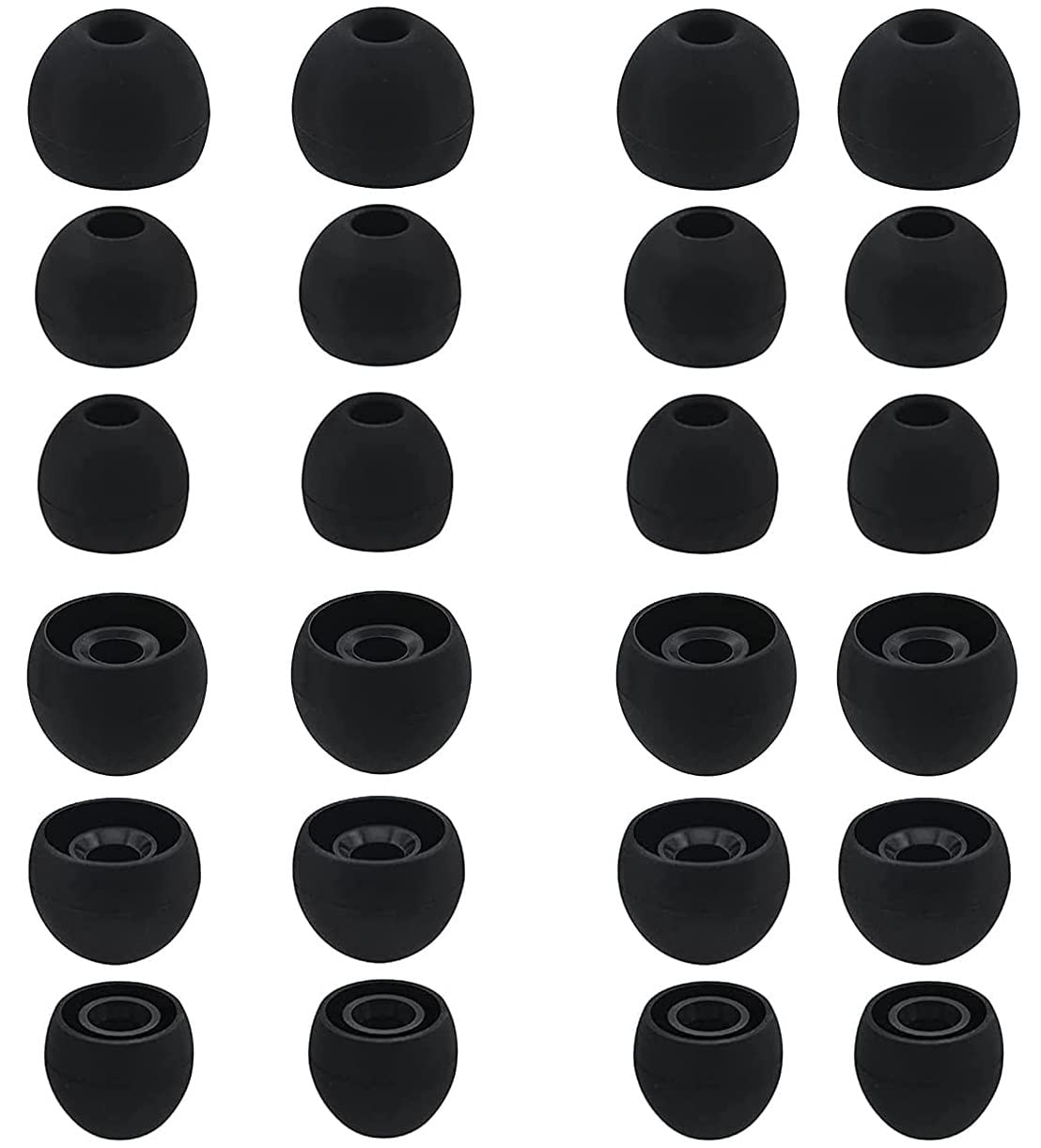 BLLQ 12 Pairs Silicone Replacement Eartips Earbud Ear Buds Tips Compatible with Sony WF-C700n,WF-1000XM4, WF/MDR/XBA Series and Other 3.8mm to 4.5mm Nozzle Earbuds Earphones, S/M/L Black