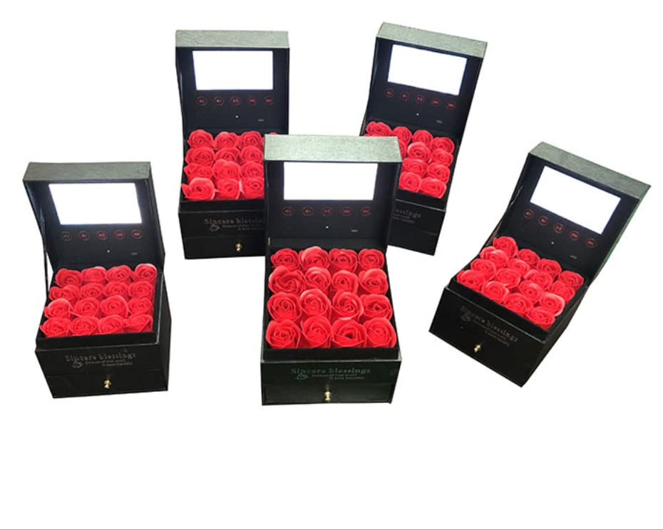 DEPUDA usb upload video luxury jewelry flower box video player gift box LCD Screen Advertising Marketing Digital Brochure Card Box