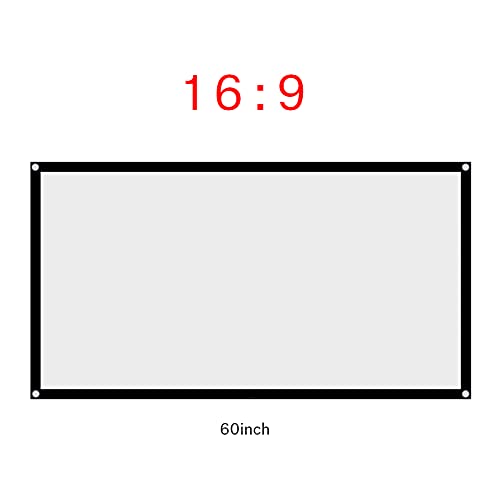 ASHATA 60 Inch 16:9 HD 4K Portable Foldable Projection Screen, Durable Non-Crease Projector Movies Screen Support Double Sided Projection for Home Office Cinema Indoor Outdoor