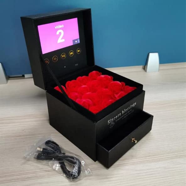 DEPUDA usb upload video luxury jewelry flower box video player gift box LCD Screen Advertising Marketing Digital Brochure Card Box