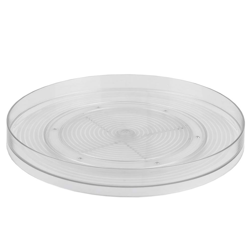 Home Basics Ta Spin Non-Skid Plastic 360 Degree Turntable – Rotating Stand for Dining Table, Kitchen Counters, Cabinets, Pantry and Fridge-Spices, Seas, Clear