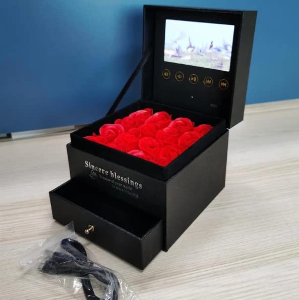 DEPUDA usb upload video luxury jewelry flower box video player gift box LCD Screen Advertising Marketing Digital Brochure Card Box