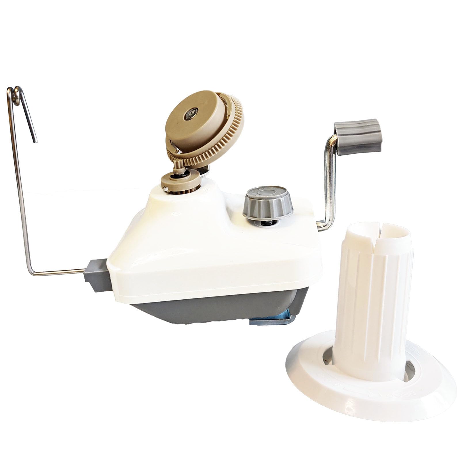 Yarn Ball Winder Hand Operated Winding Wool Winder Machine Yarn String Ball Winder, Convenient Ball Winder for Yarn Tabletop Clamp, White and Gray