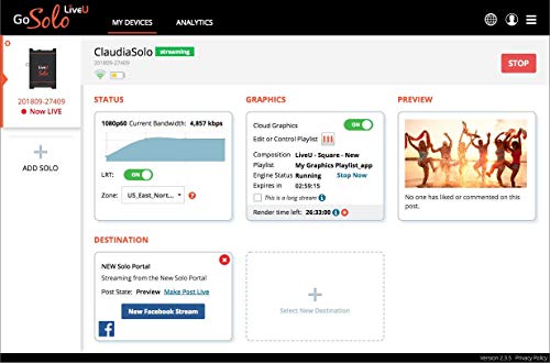 LiveU Solo Wireless Live Video Streaming Encoder Facebook Live, Twitch, YouTube, and Twitter Live Video Streams