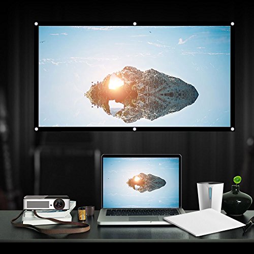 ASHATA 60 Inch 16:9 HD 4K Portable Foldable Projection Screen, Durable Non-Crease Projector Movies Screen Support Double Sided Projection for Home Office Cinema Indoor Outdoor