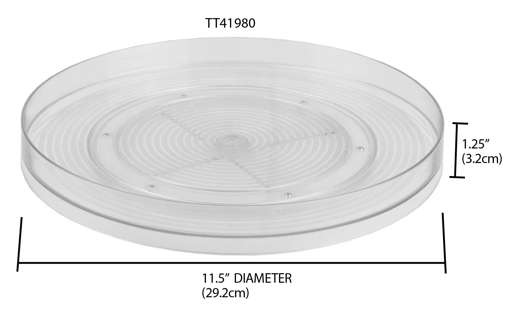 Home Basics Ta Spin Non-Skid Plastic 360 Degree Turntable – Rotating Stand for Dining Table, Kitchen Counters, Cabinets, Pantry and Fridge-Spices, Seas, Clear