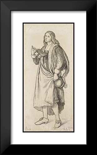 ArtDirect Ford Madox Brown 13x24 Black Modern Frame and Double Matted Museum Art Print Titled - The Young Milton