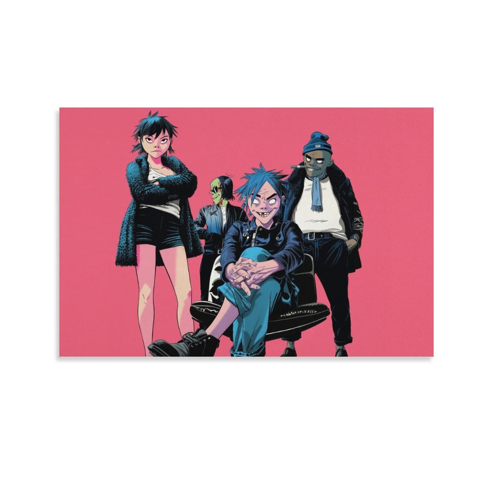 Fotuven England Rock Music Gorillaz Poster Canvas Art Poster And Wall Art Picture Print Modern Family Bedroom Decor Posters Unframe 12x18inch(30x45cm)