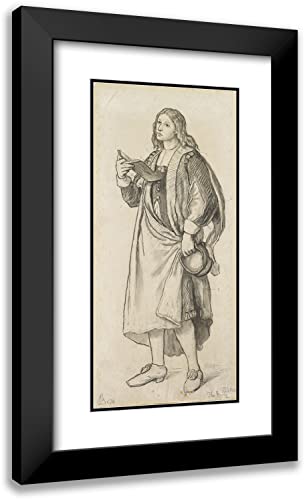 ArtDirect Ford Madox Brown 13x24 Black Modern Frame and Double Matted Museum Art Print Titled - The Young Milton