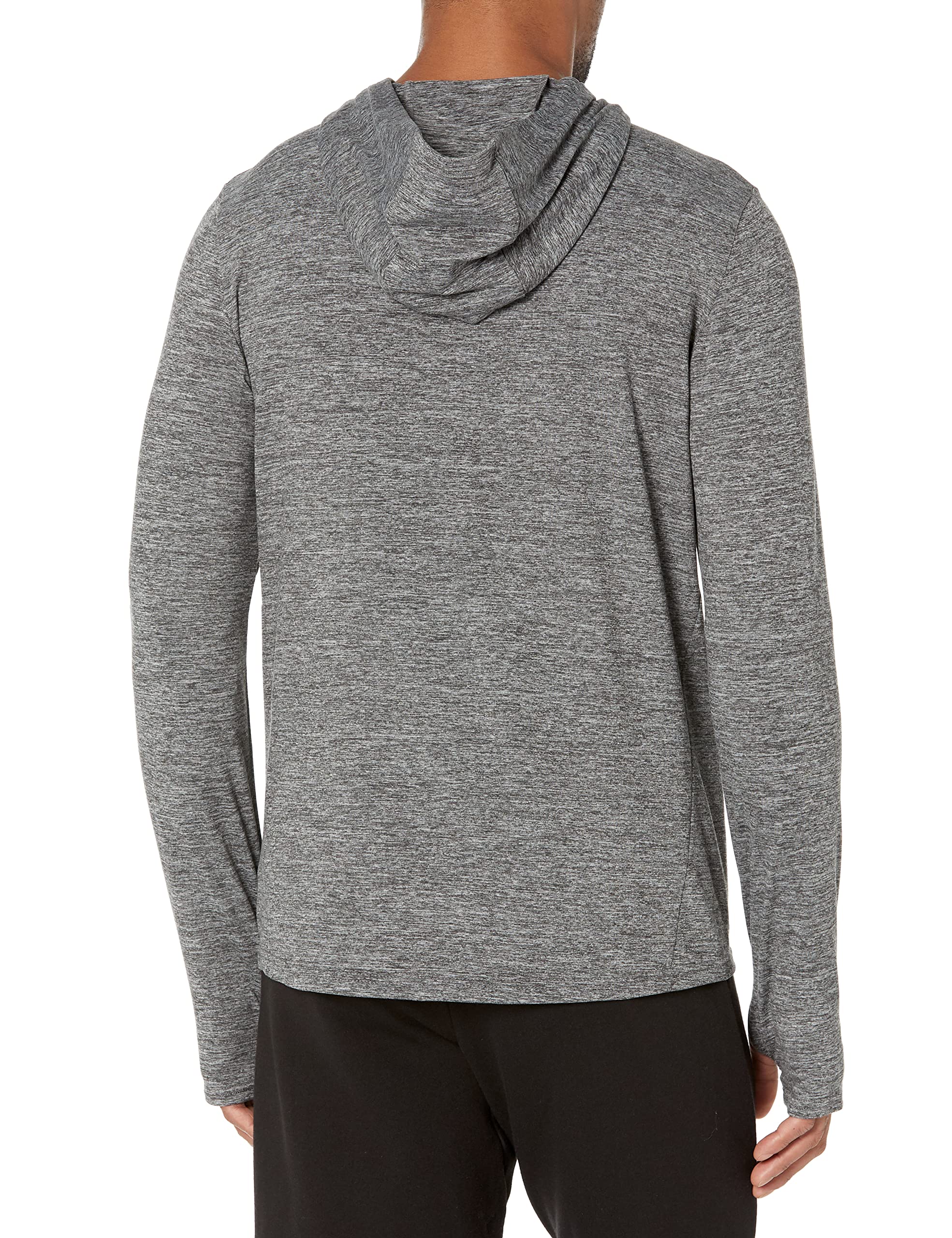 Amazon Essentials Men's Tech Stretch Long-Sleeve Hooded T-Shirt, Grey Space Dye, Medium