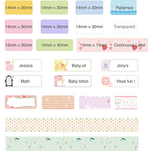 Label Maker Tape SUPVAN E10 Adapted Label Print Paper Size Continuous 0.59inx19.68ft Thermal Laminated Waterproof Self-Adhesive Multipurpose Labeling Tape Replacement