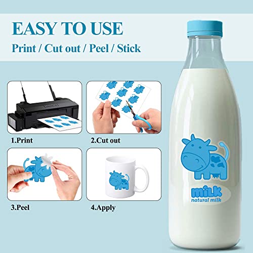 Premium Printable Vinyl Sticker Paper,Transparent 30 Clear Self-Adhesive Sheets,No-Waterproof,Dries Quickly Vivid Colors Decal Paper,Tear Resistant-for Any Epson HP Canon Sawgrass Inkjet Printer