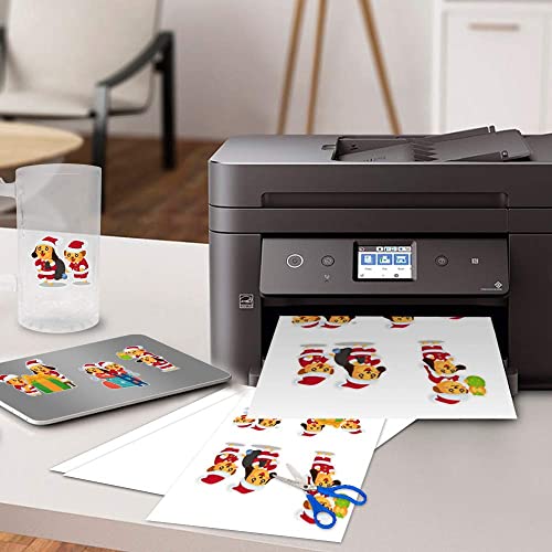 Premium Printable Vinyl Sticker Paper,Transparent 30 Clear Self-Adhesive Sheets,No-Waterproof,Dries Quickly Vivid Colors Decal Paper,Tear Resistant-for Any Epson HP Canon Sawgrass Inkjet Printer